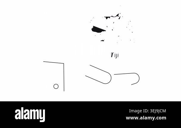 A simple line drawing of a hand holding a map of Fiji. The map is shown ...
