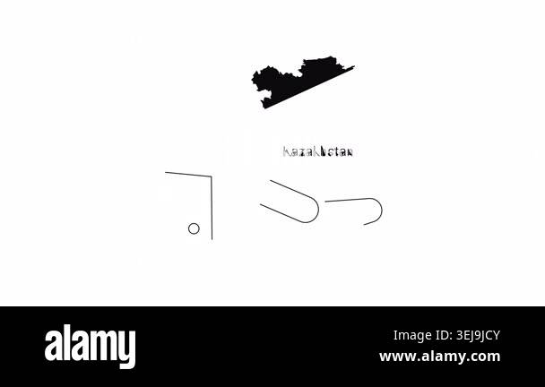 A minimalist icon featuring the map of Kazakhstan alongside a hand ...