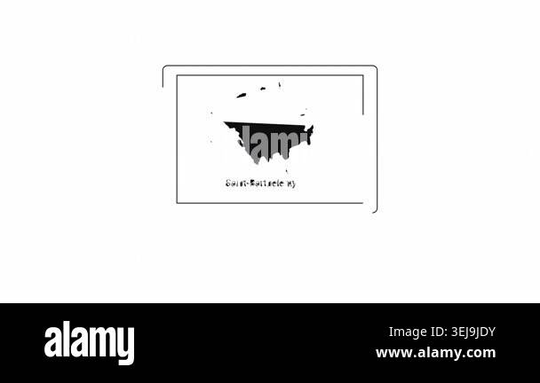 A simple line drawing of a laptop with an abstract ink blot on its ...