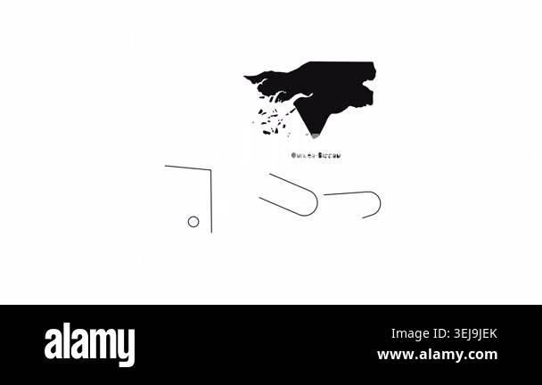 A minimalist illustration featuring the map of Guinea-Bissau above an ...