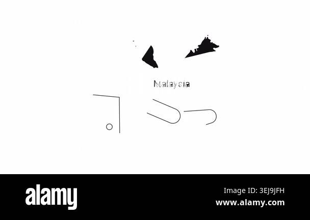 A simple line drawing of a hand holding the map of Malaysia. The map is ...