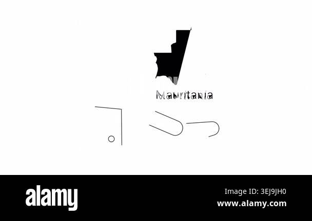 A minimalist graphic featuring the silhouette of Mauritania's map above ...