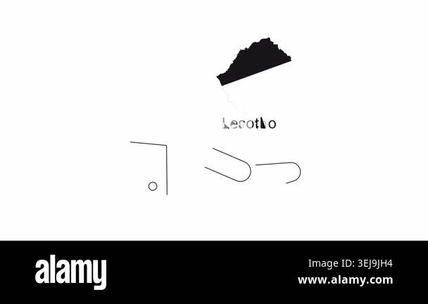 A black silhouette of the map of Lesotho is shown above an open hand ...