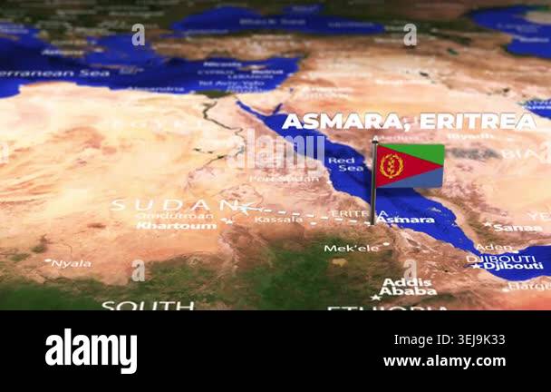 Flight From Asmara ERITREA to Ottawa CANADA with flag pins Stock Video ...