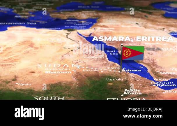 Flight From Asmara ERITREA to Toronto Canada with flag pins Stock Video ...