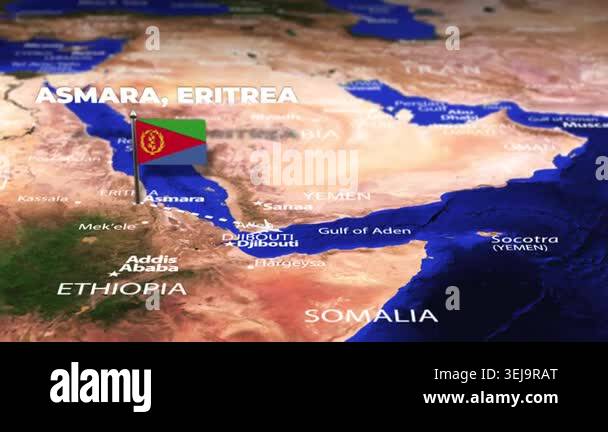 Flight From Asmara ERITREA to Sydney AUSTRALIA with flag pins Stock ...