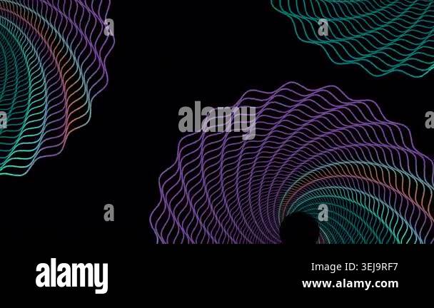 Blue violet retro wavy circles abstract background. Seamless looping ...