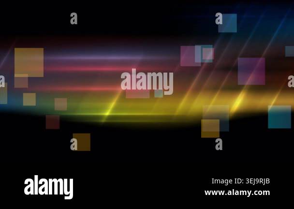 Colorful glowing geometric art motion background with squares. Seamless ...