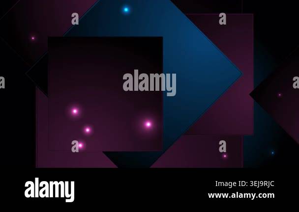 Abstract blue purple glowing shiny squares minimal motion background ...
