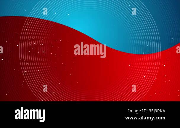 Contrast red blue wavy motion background with white linear circles and ...