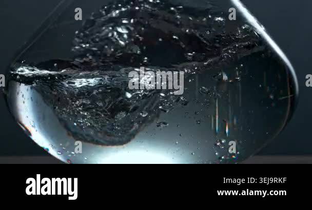 Abstract Water Wave Flowing Inside Glass Shape Macro Close Up Slow ...