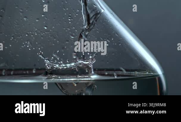 Abstract Water Wave Flowing Inside Glass Shape Macro Close Up Slow ...