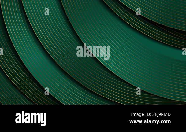 Dark green and golden abstract tech geometric wavy motion background ...