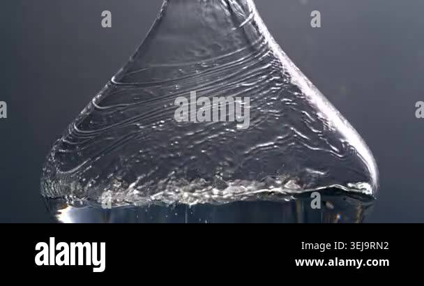 Transparent Water Splash Inside Glass Container Close Up Slow Motion ...