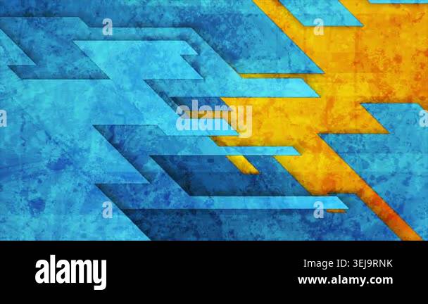 Vibrant blue and orange grunge technology motion background. Seamless ...