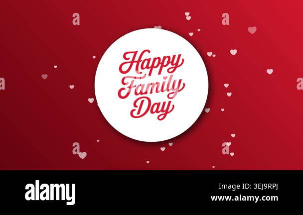 Happy Family Day Text Animation on Red Background with Copy Space Stock ...