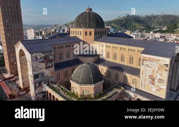 Catholic Temple In Aparecida Sao Paulo Brazil. Breathtaking Aerial View ...