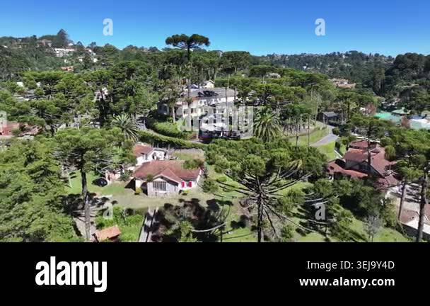 Winter Travel In Campos Do Jordao Sao Paulo Brazil. Birds Eye View Of ...