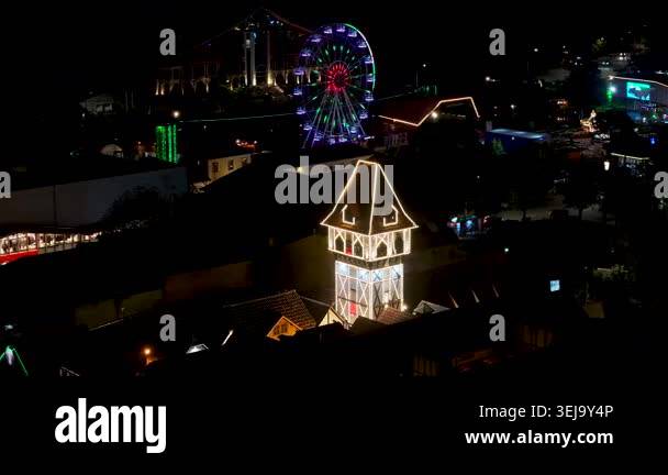 Night Capivari Village In Campos Do Jordao Sao Paulo Brazil. Amusement ...