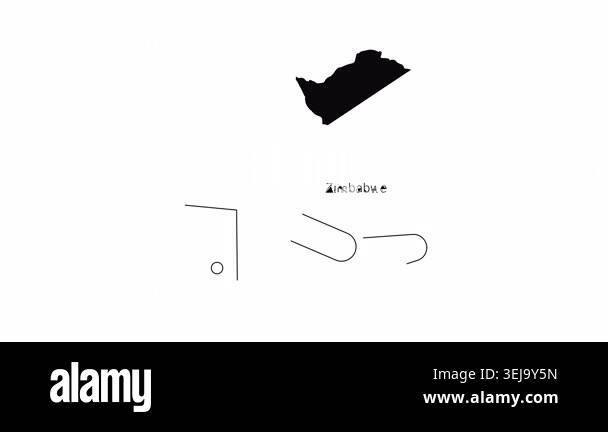 A simple illustration showing the outline map of Zimbabwe above an open ...