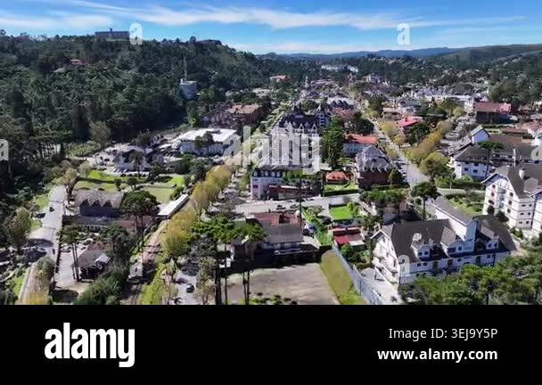Emilio Ribas Avenue In Campos Do Jordao Sao Paulo Brazil. Aerial View ...