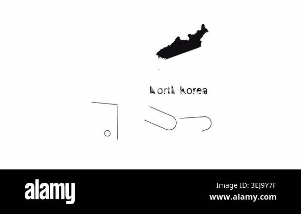 Illustration of North Korea's map with a hand gesture, symbolizing ...