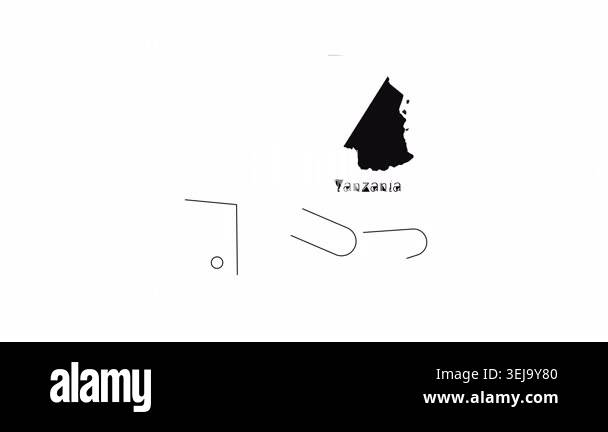 A simple graphic illustration showing the map of Tanzania with the word ...