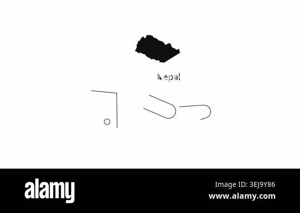 A minimalist illustration showing the silhouette of Nepal held in an ...