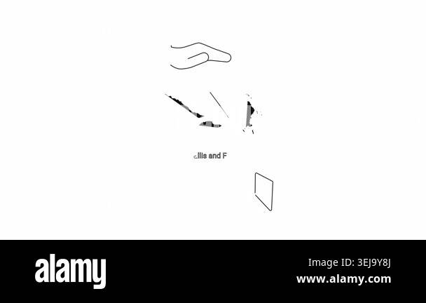 A minimalist illustration featuring three distinct sections: an outline ...