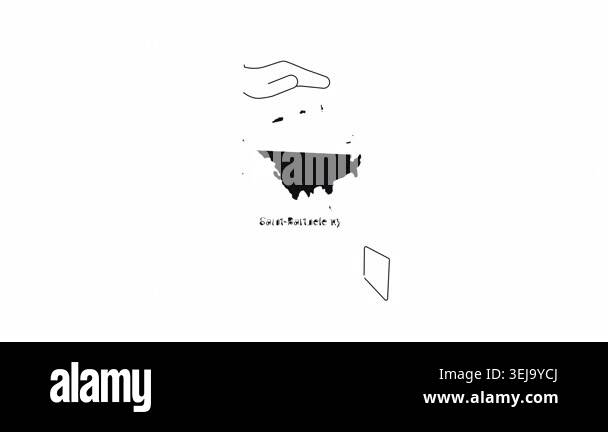 A minimalist illustration showing a black ink splatter falling between ...