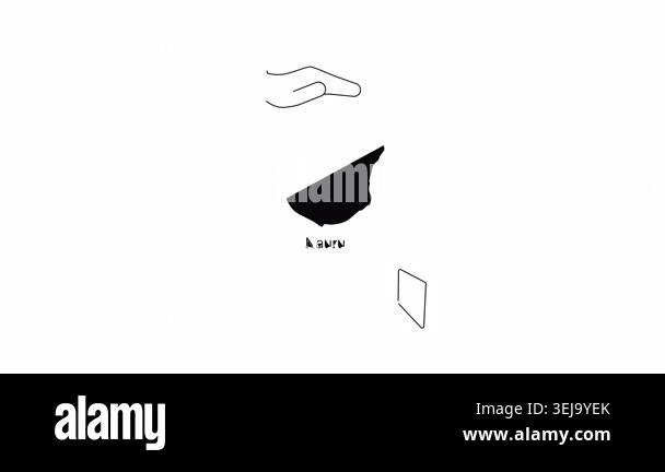 A simple, clean line drawing depicts a dark, amorphous shape suspended ...