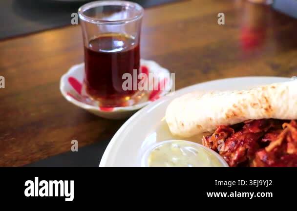Juicy chicken shawarma plate with rice kebab tzatziki served in ...