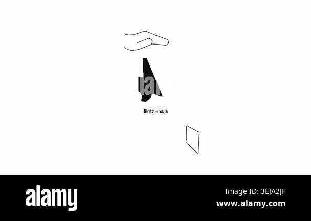 A minimalist illustration showing the outline of Botswana held between ...