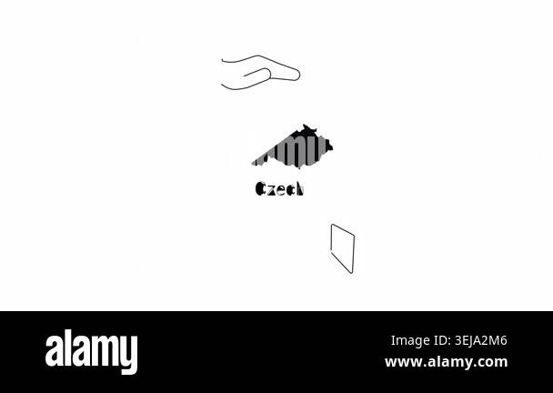 A minimalist illustration of the Czech Republic map held between two ...