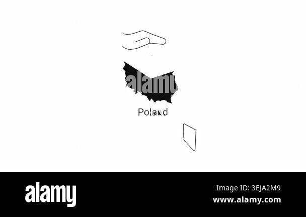 A minimalist, isometric illustration showing the map of Poland cradled ...
