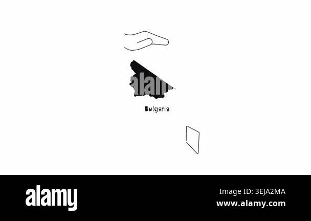 A minimalist illustration featuring the outline of Bulgaria cradled ...