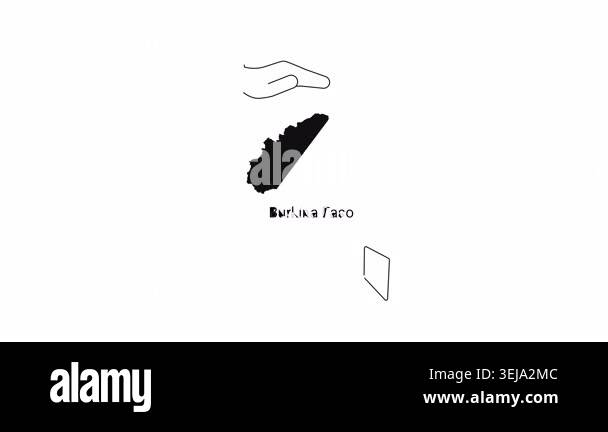 A minimalist graphic featuring the outline of Burkina Faso, flanked by ...