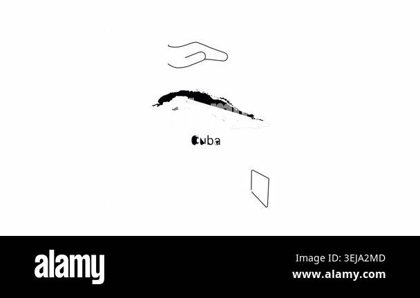 Minimalist line art featuring two open hands and a silhouette of Cuba ...