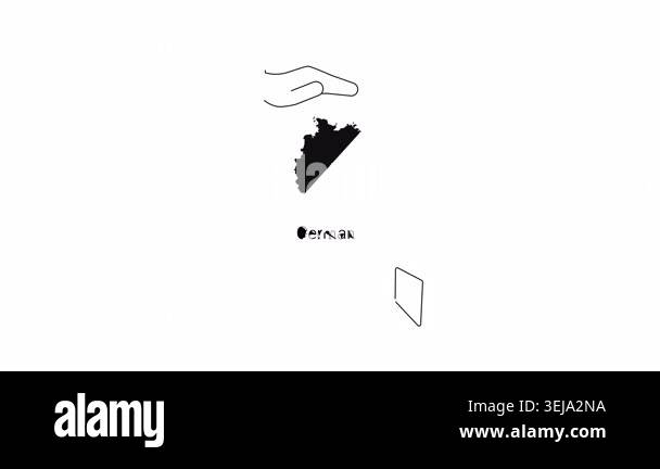 A minimalist illustration showing the outline of Germany held between ...