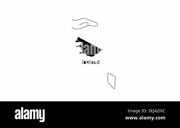 A simple line art illustration showing the outline of Iceland between ...