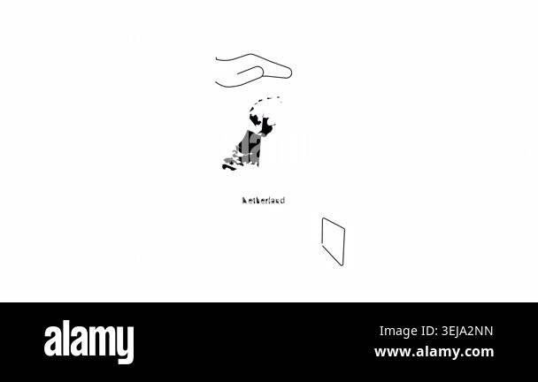 A minimalist illustration showing the map of the Netherlands cradled ...