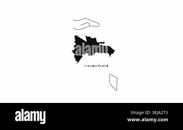 A simple graphic illustration showing the outline of the Dominican ...