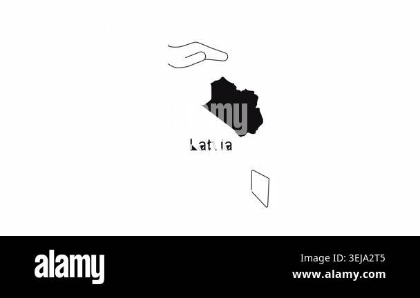 Conceptual illustration of Latvia's map outline held between two open ...