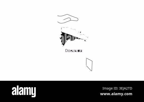 A conceptual illustration showing the map of Dominica cradled by two ...