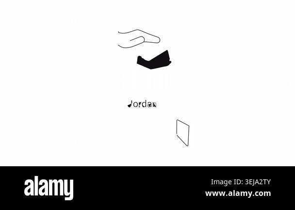 A simple line art illustration showing the outline of Jordan held ...