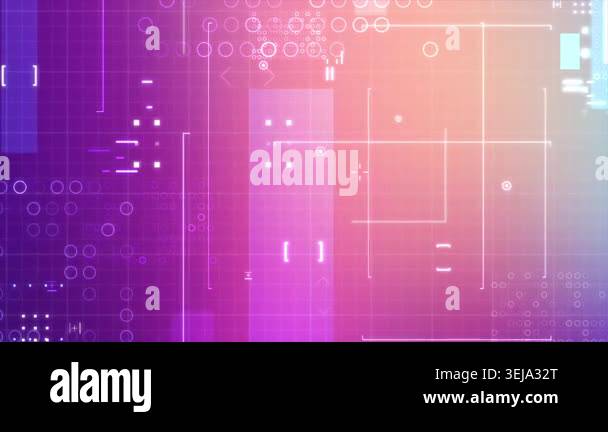 Abstract glowing pixel clusters flickering across dark background ...