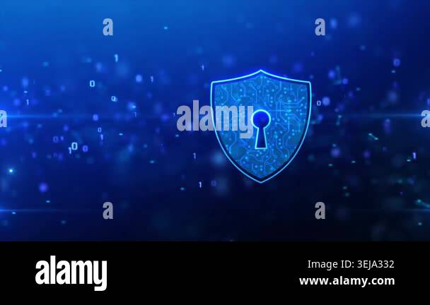 Abstract futuristic digital background featuring glowing padlock with ...