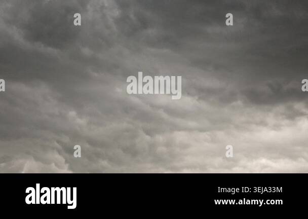 storm sky timelapse, dark dramatic clouds during thunderstorm, rain and ...