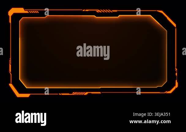 Futuristic sci-fi HUD frame overlay template with glowing orange neon ...