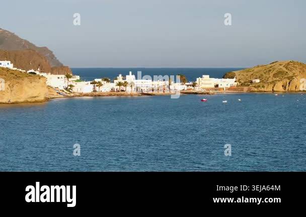 panoramic view of la isleta del moro fishing village in cabo de gata ...